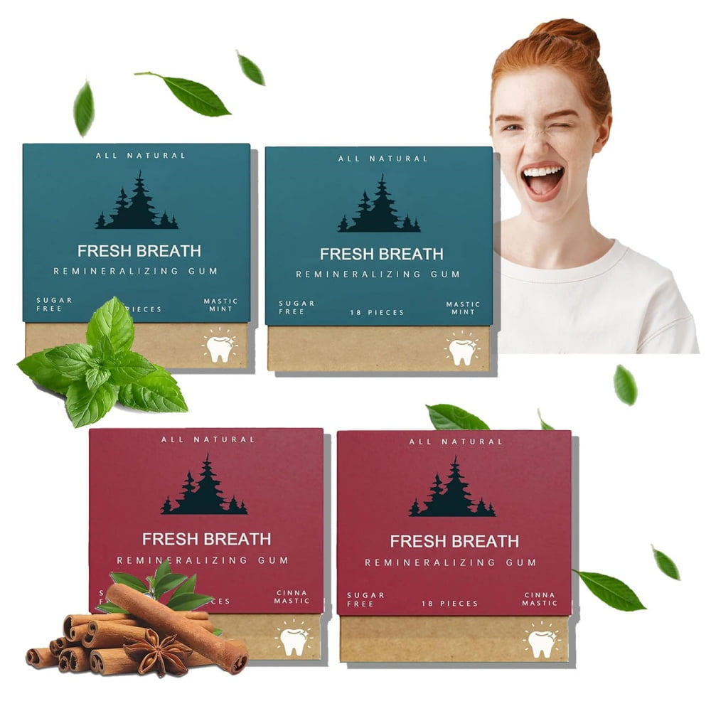 4 Box/72 Pcs Underbrush Remineralizing Chewing Gum, Natural Gum Chewing ...