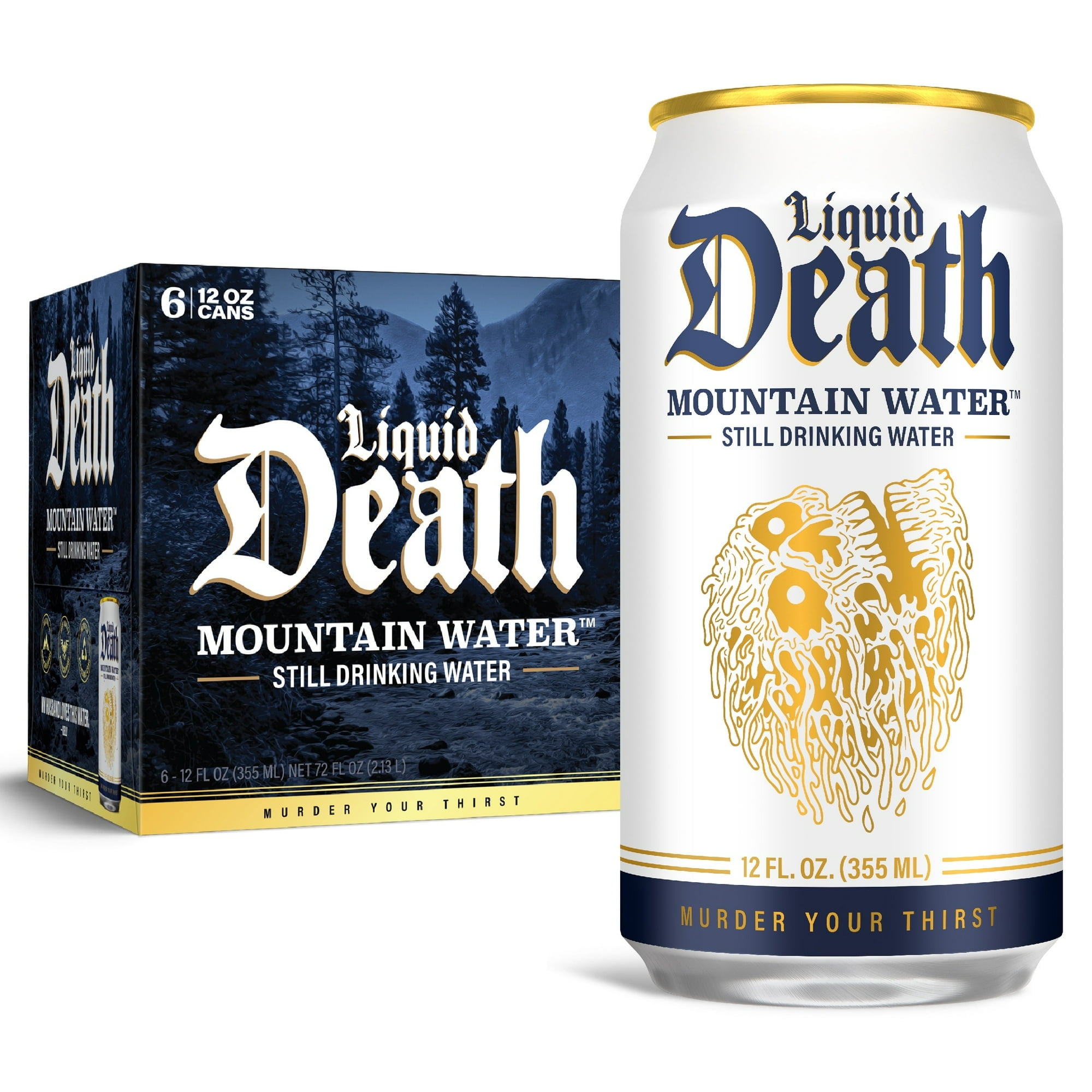 (4 Box of 6 Cans) Liquid Death, Still Mountain Water, 6-Pack (12oz Cans ...