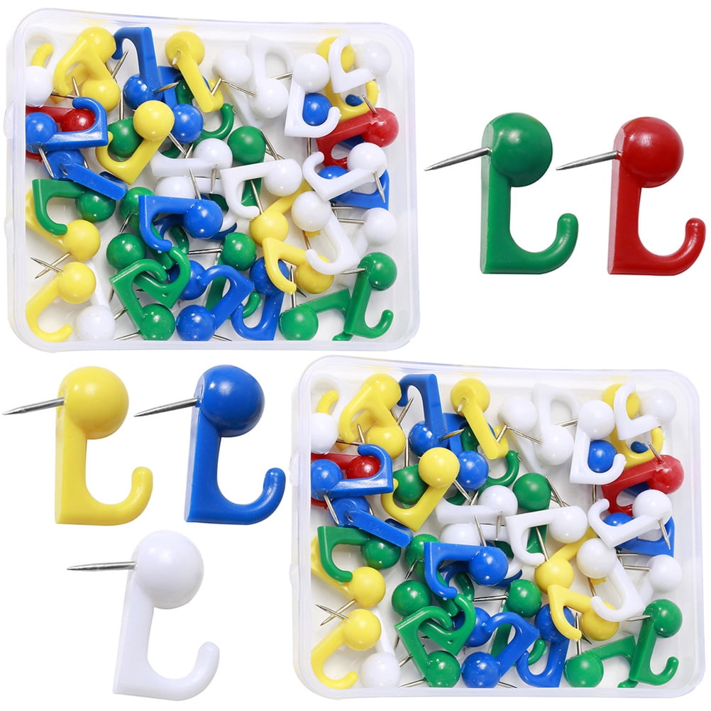 4 Boxes Decorative Pins Coat Hangers Wall Decore Trim Thumb Tacks Hook ...