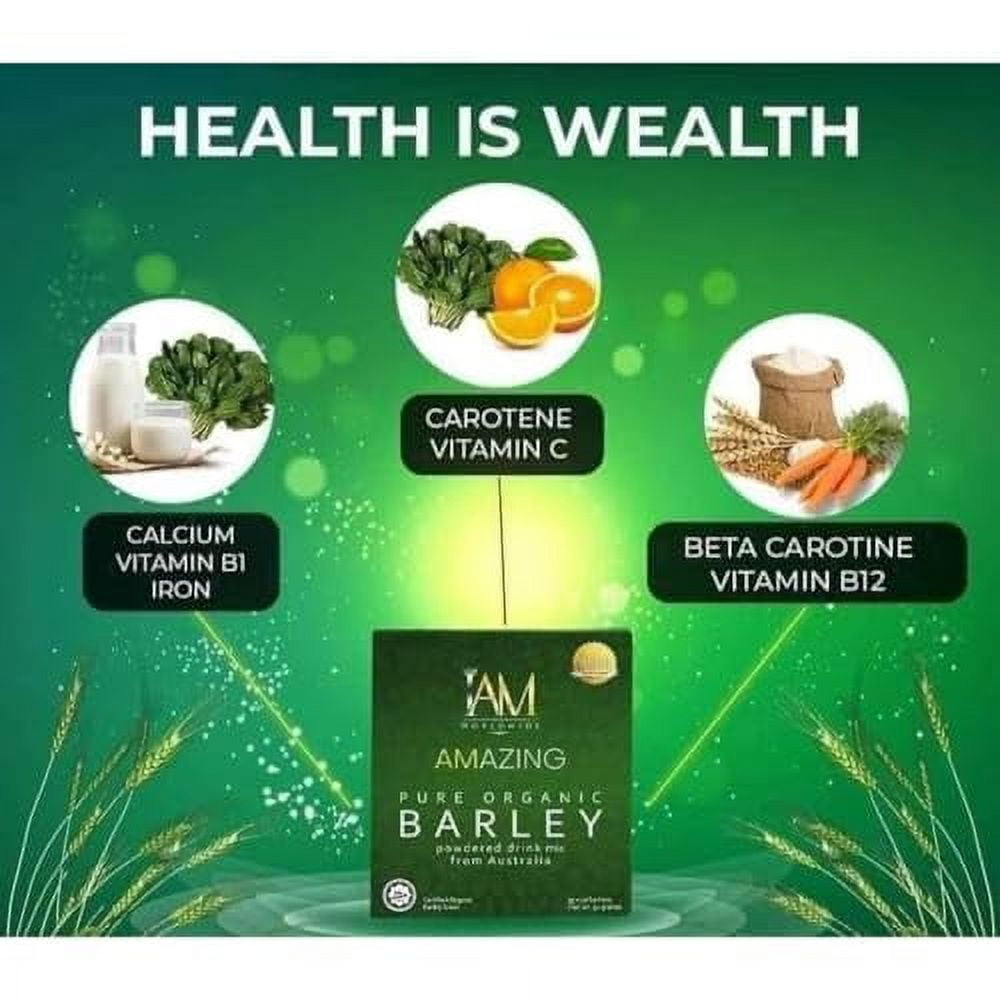 4 Boxes IAM Worldwide Amazing Pure Organic Barley Powdered Drink Mix ...