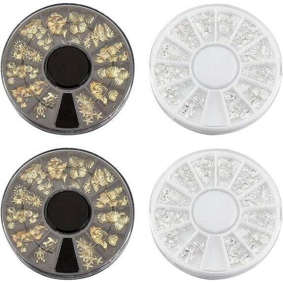 4 Boxes Marine Animal Resin Fillers Gold Sliver Alloy Cabochons Ocean ...