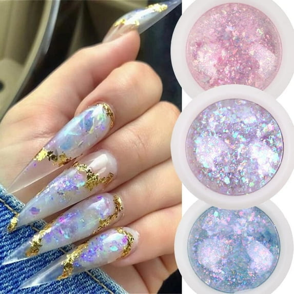 4 Boxes Opal Chrome Nail Art Powder Holographic Glitter Nails Flakes ...