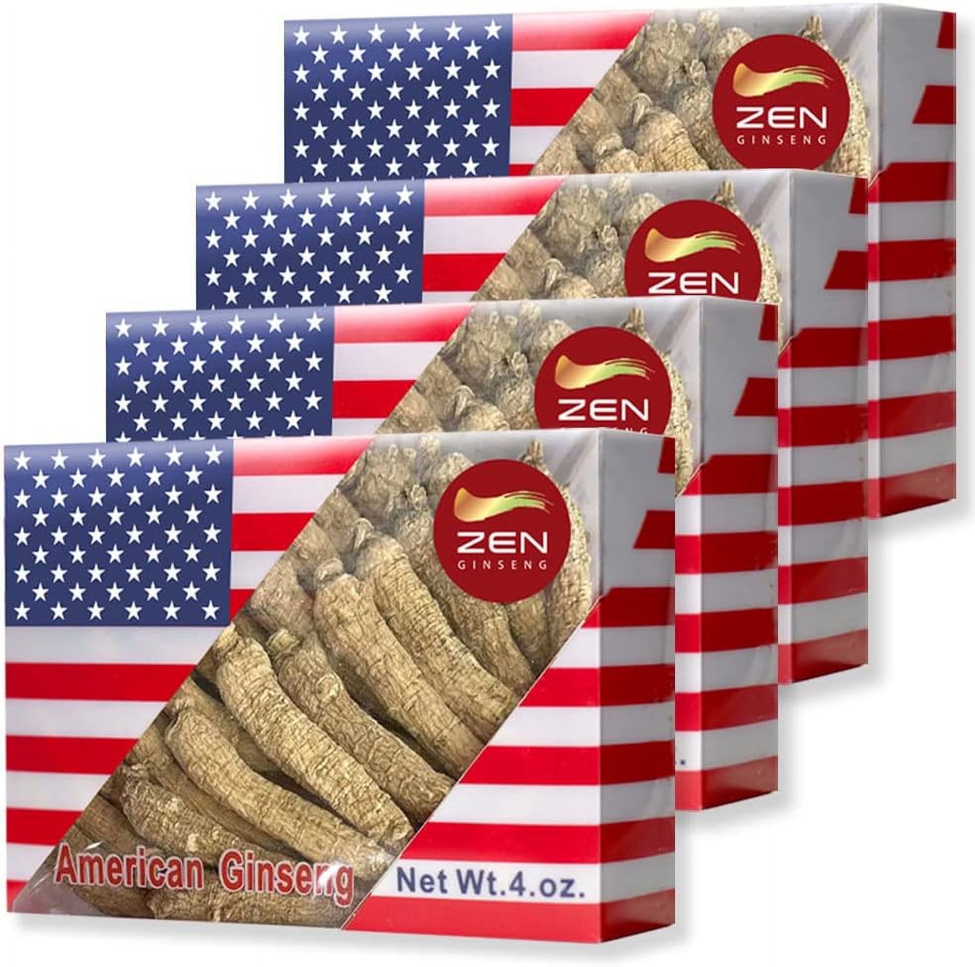 ZEN GINSENG American Wisconsin Ginseng Root, 4 Packs, 4oz/Box, Panax ...