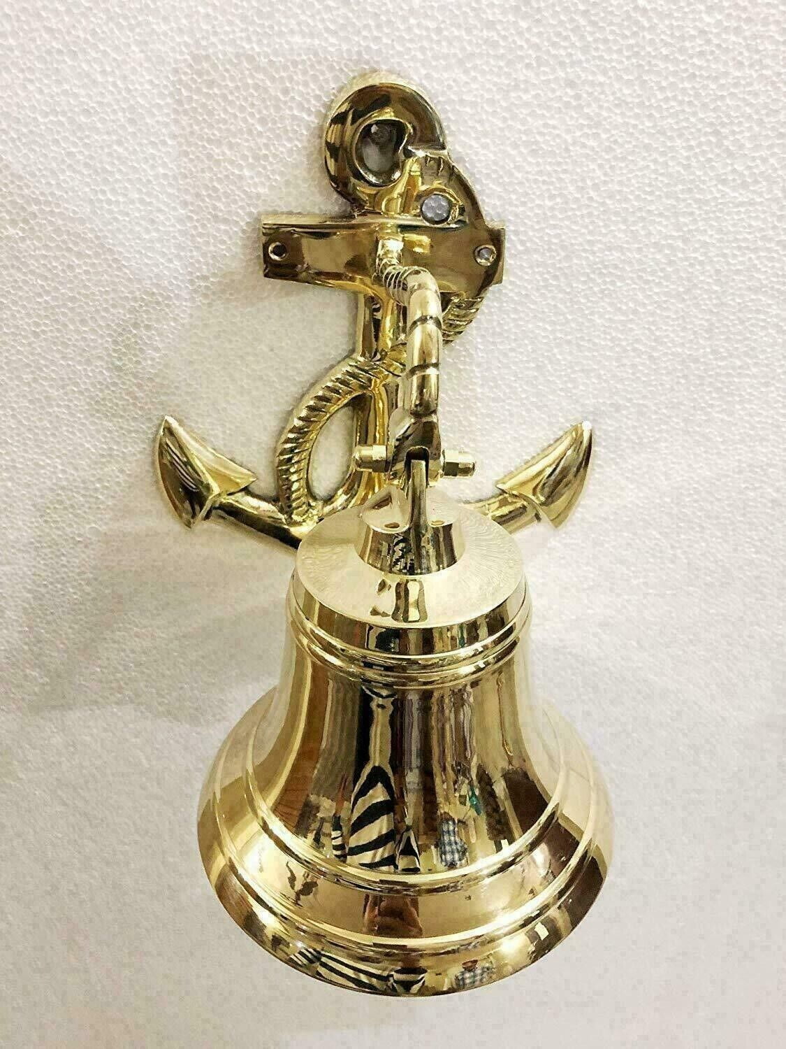 4'' Brass Bell Anchor Ship Nautical Wall Decor Maritime Door Solid ...