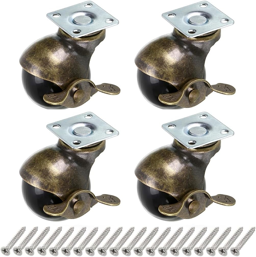 4 Bronze Ball Wheels, Furniture Wheels 40Mm, Circular Ball Wheels With ...
