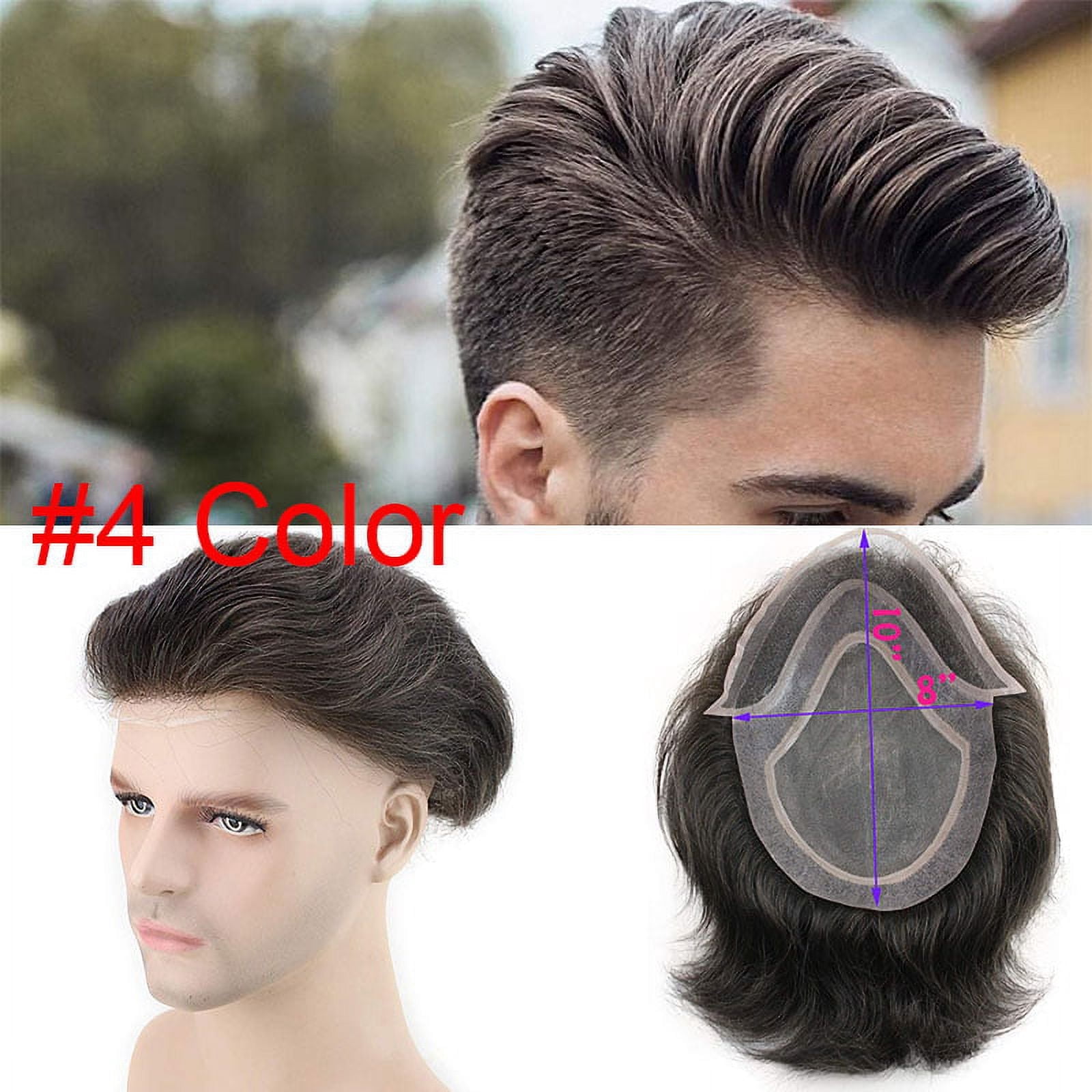 #4 Brown Color Human Hair Toupee For Men Mono Transparent Lace Toupee ...