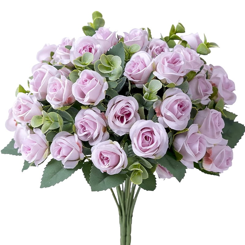 4 Bunches Artificial Mini Rose Bouquet Bridal Flower Bouquets Fake ...