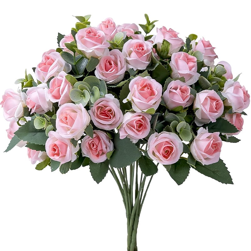 4 Bunches Artificial Mini Rose Bouquet Bridal Flower Bouquets Fake ...