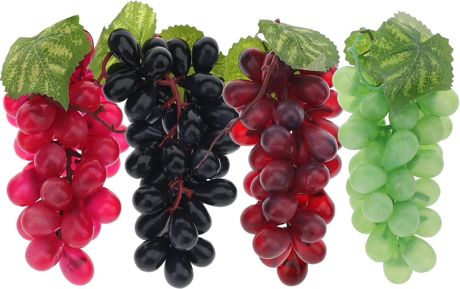 4 Bunches Mixed Colors Set Artificial Fake Plastic Grapes Rubber ...