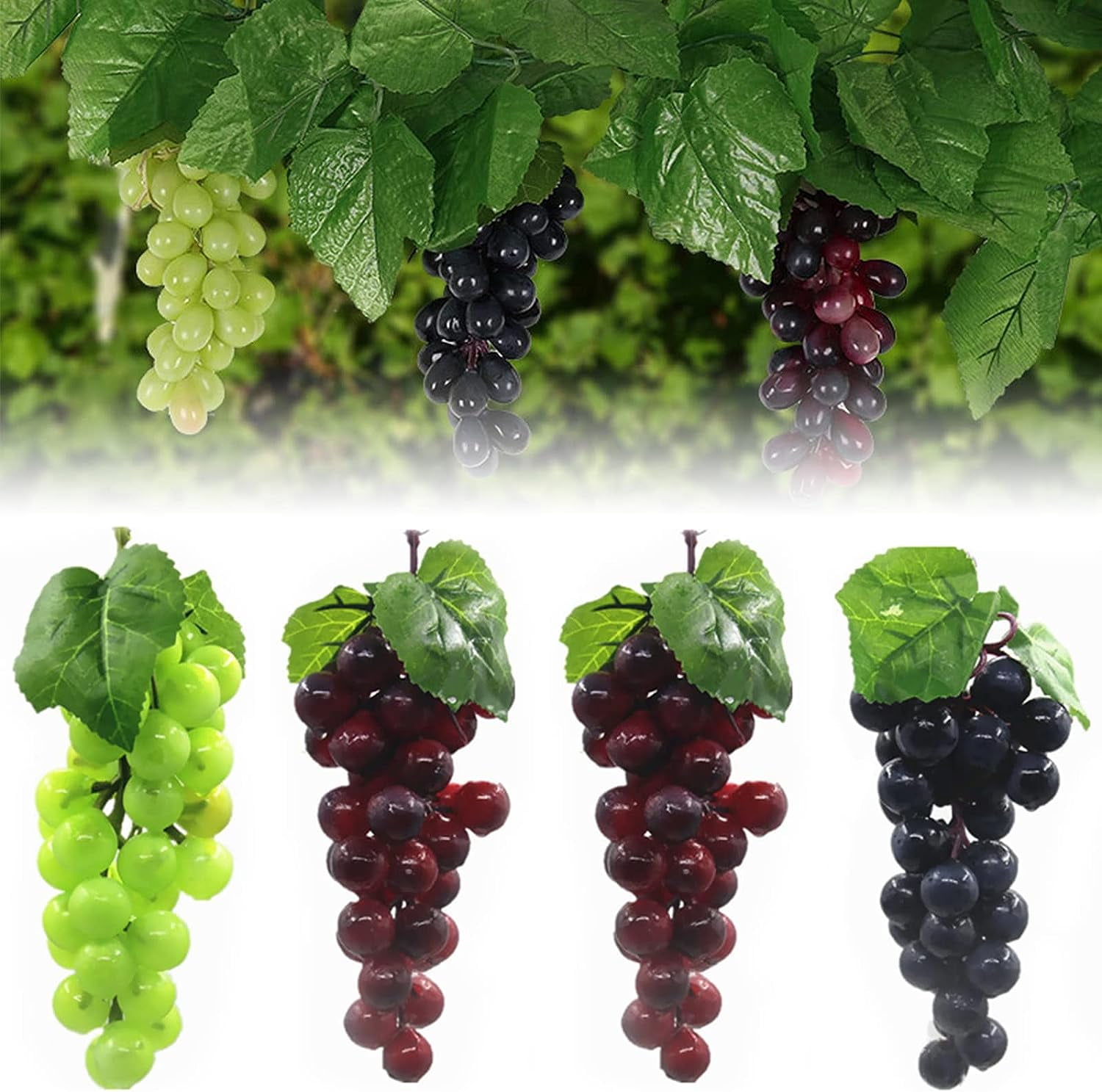 4 Bunches Of Artificial Grapes Cluster,Artificial Fruit Plastic Fruit ...