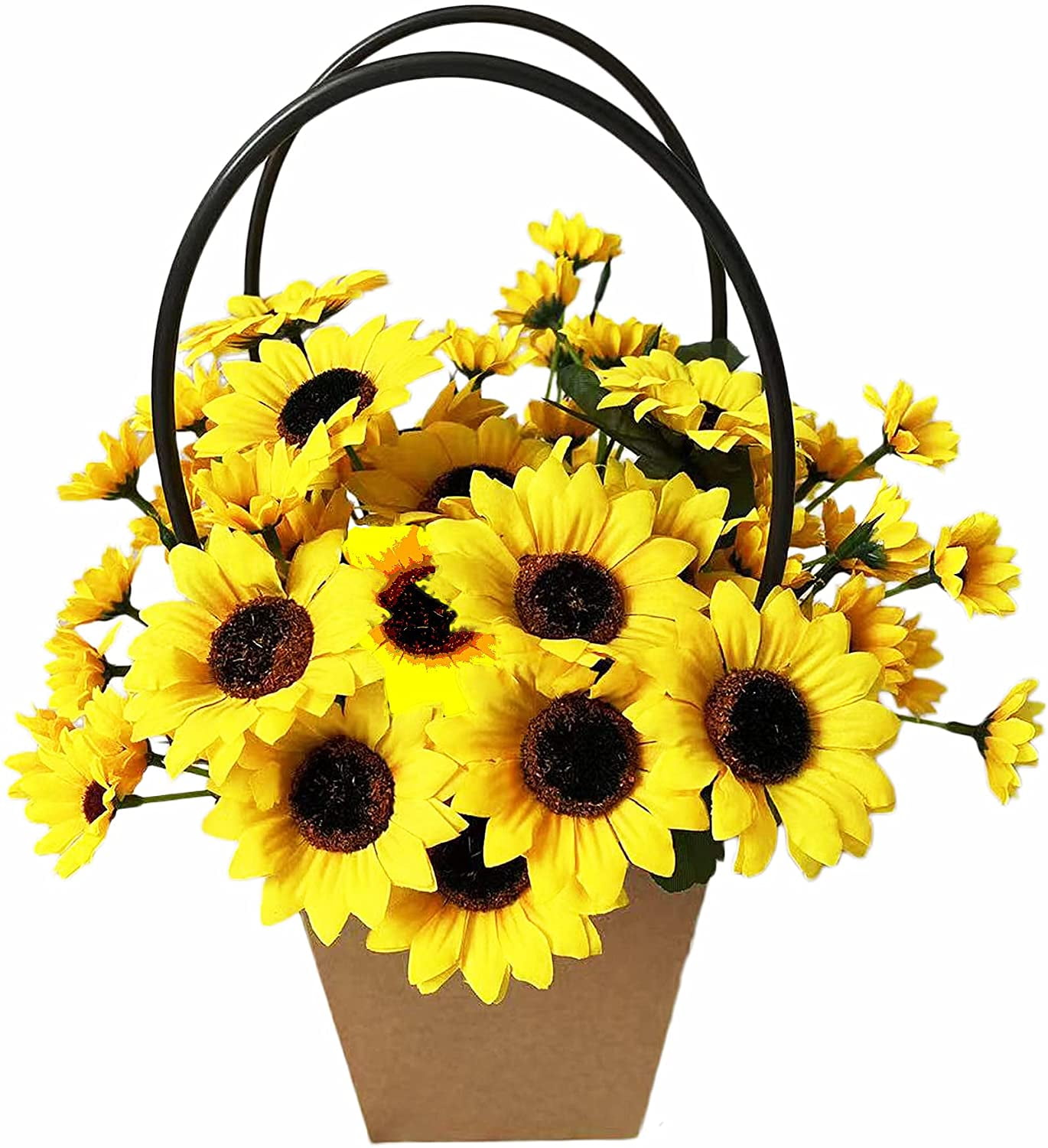 4 Bunches Yellow Sunflowers Artificial Flowers Mini Fake Sunflowers ...