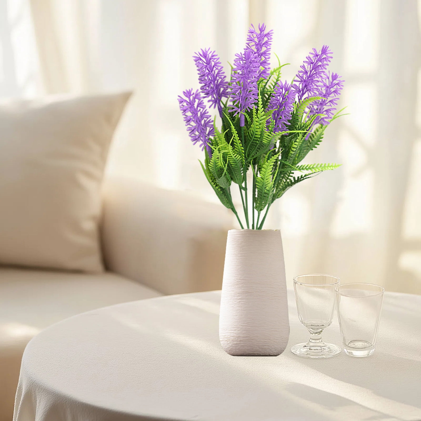 4 Bundle Artificial Lavender Flowers for Outdoors, UV Resistant Fake ...