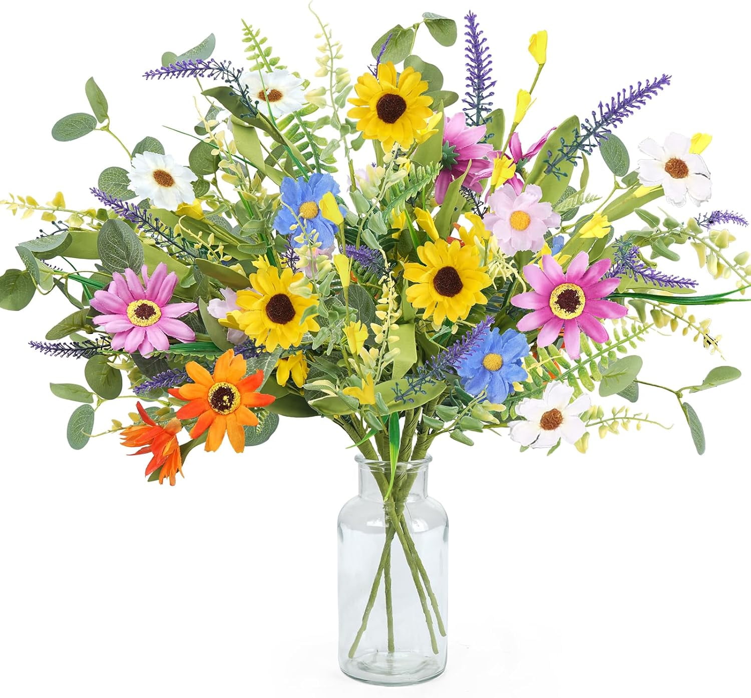 4 Bundles Artificial Daisy Flowers Bouquet, 20 Inch Fake Silk Spring ...