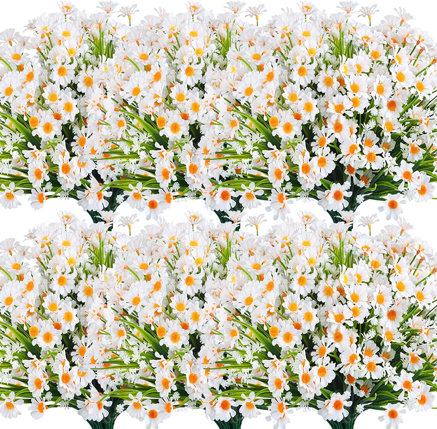4 Bundles Artificial Daisy Flowers Outdoor Decoration, UV Resistant ...