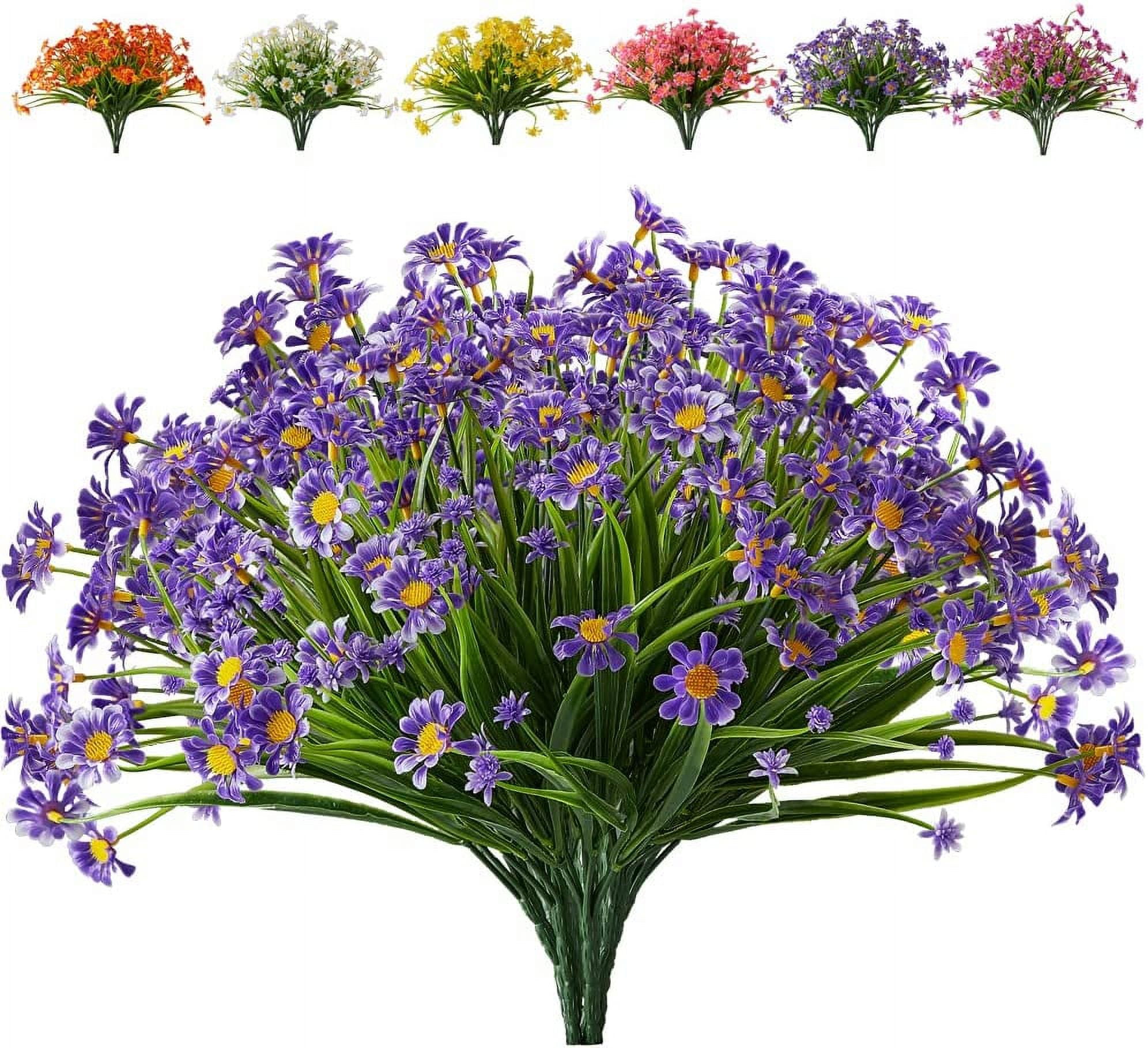 4 Bundles Artificial Daisy Flowers Outdoor UV Resistant Flowers Shrubs ...