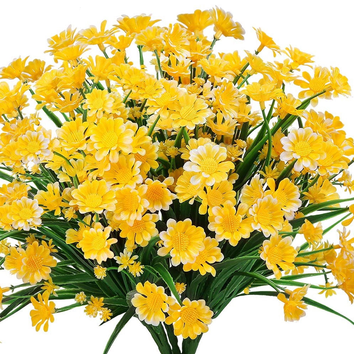 4 Bundles Artificial Daisy Mums Flowers Outdoor Fake Fall Flowers for ...