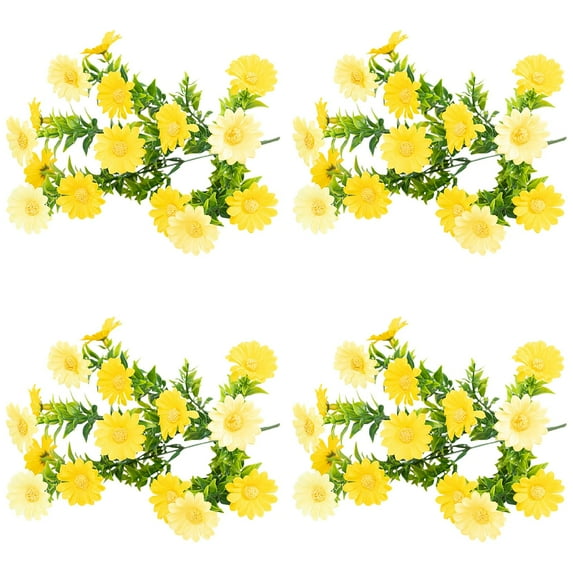 4 Bundles Artificial Flowers Artificial Daisy Flowers UV Resistant Fake ...
