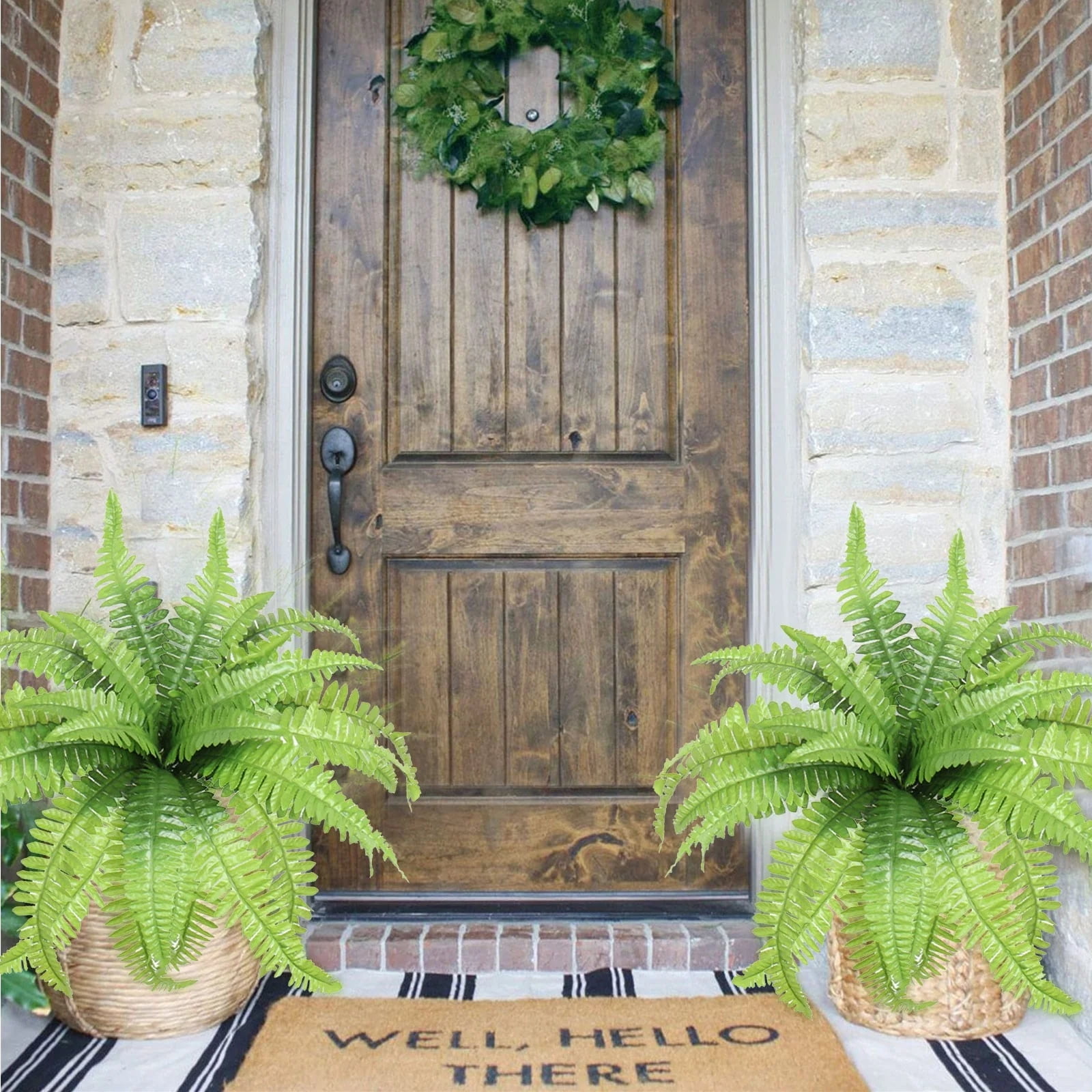 4 Bundles Artificial with 7 Flexible Stems,15.7" Boston Fern Greenery ...