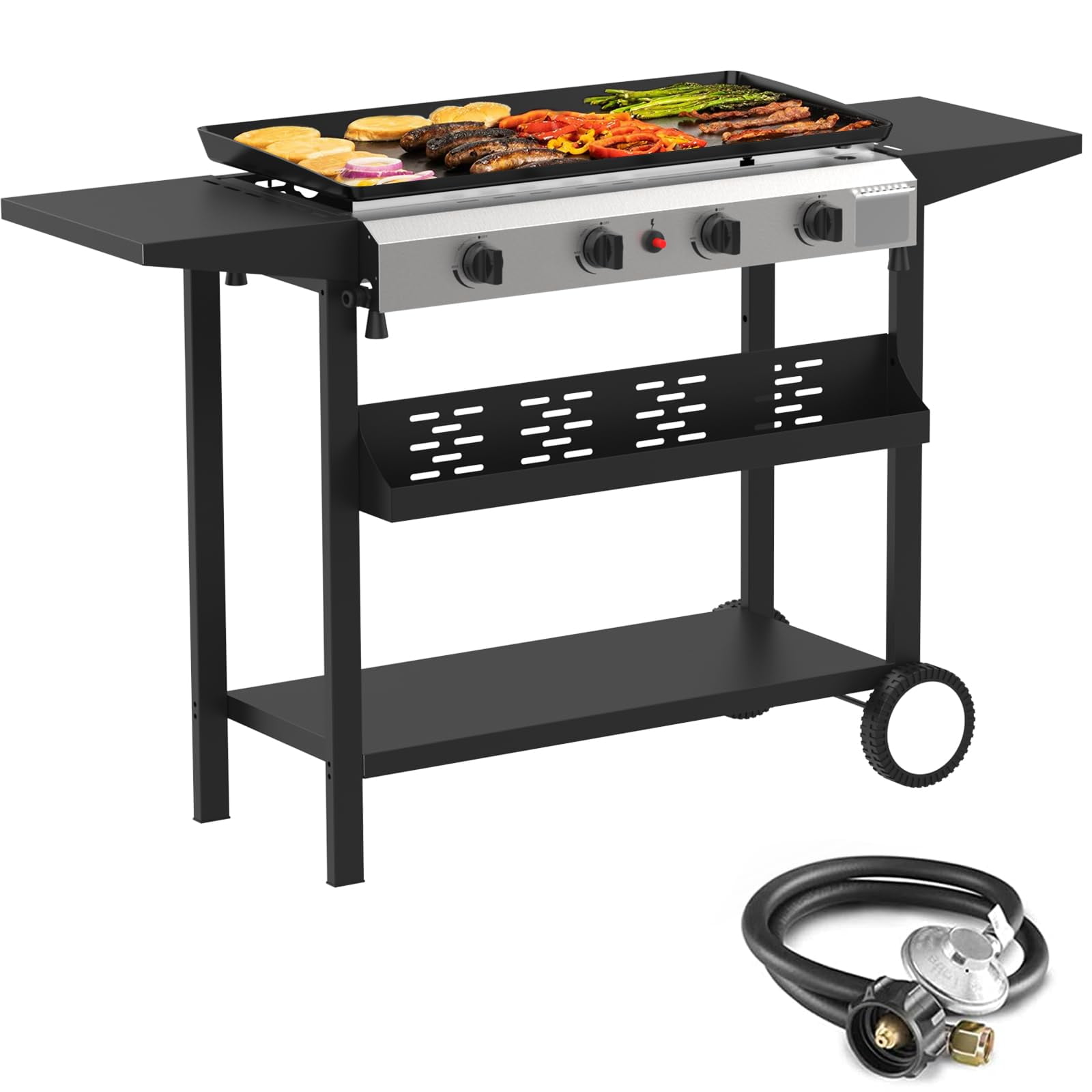 4 Burner 30 Inch Outdoor Gas Griddle, 40000 BTU Flat Top Propane Grill ...