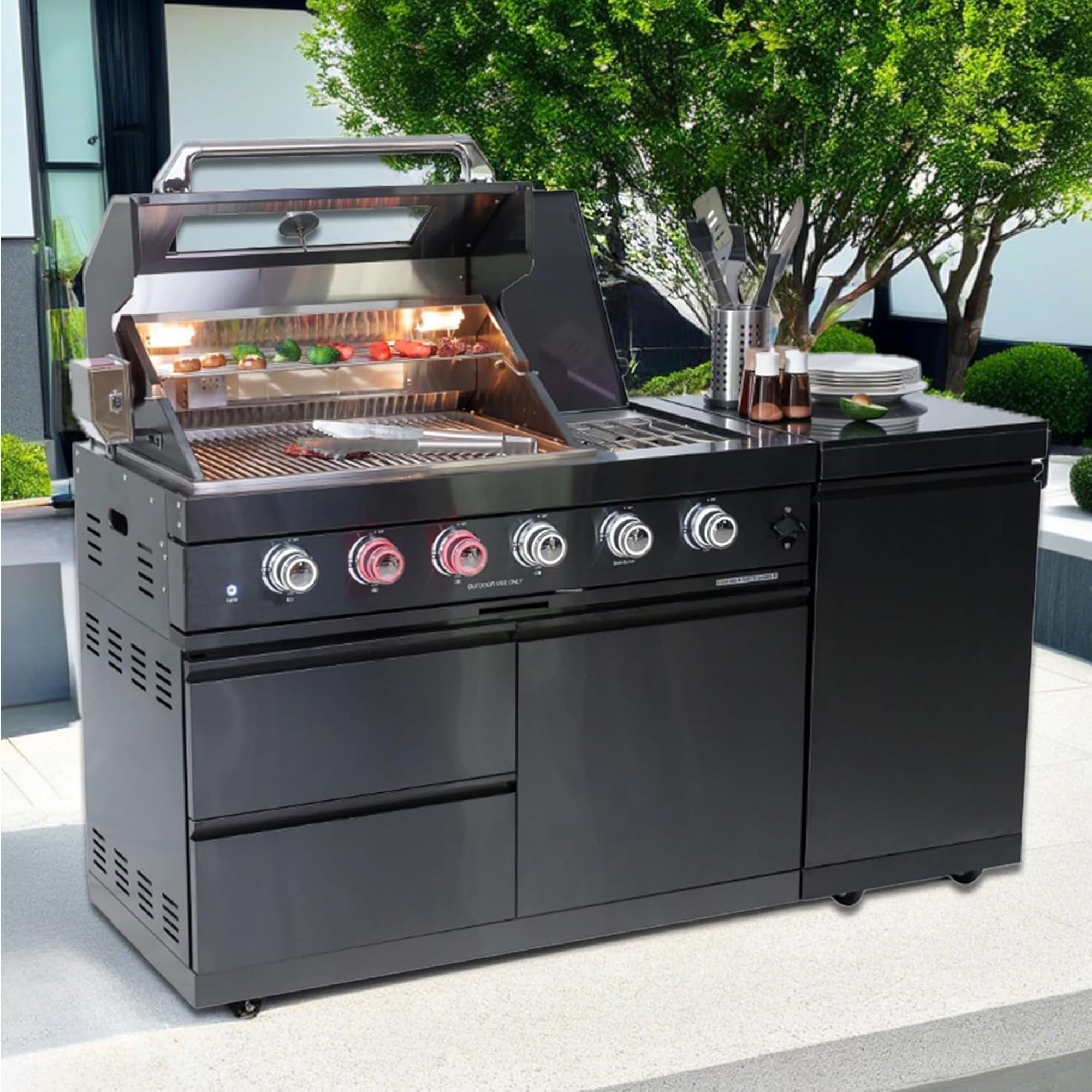 4-Burner 72000 BTU Outdoor Kitchen Bar, 46 in Stainless Steel Modular ...