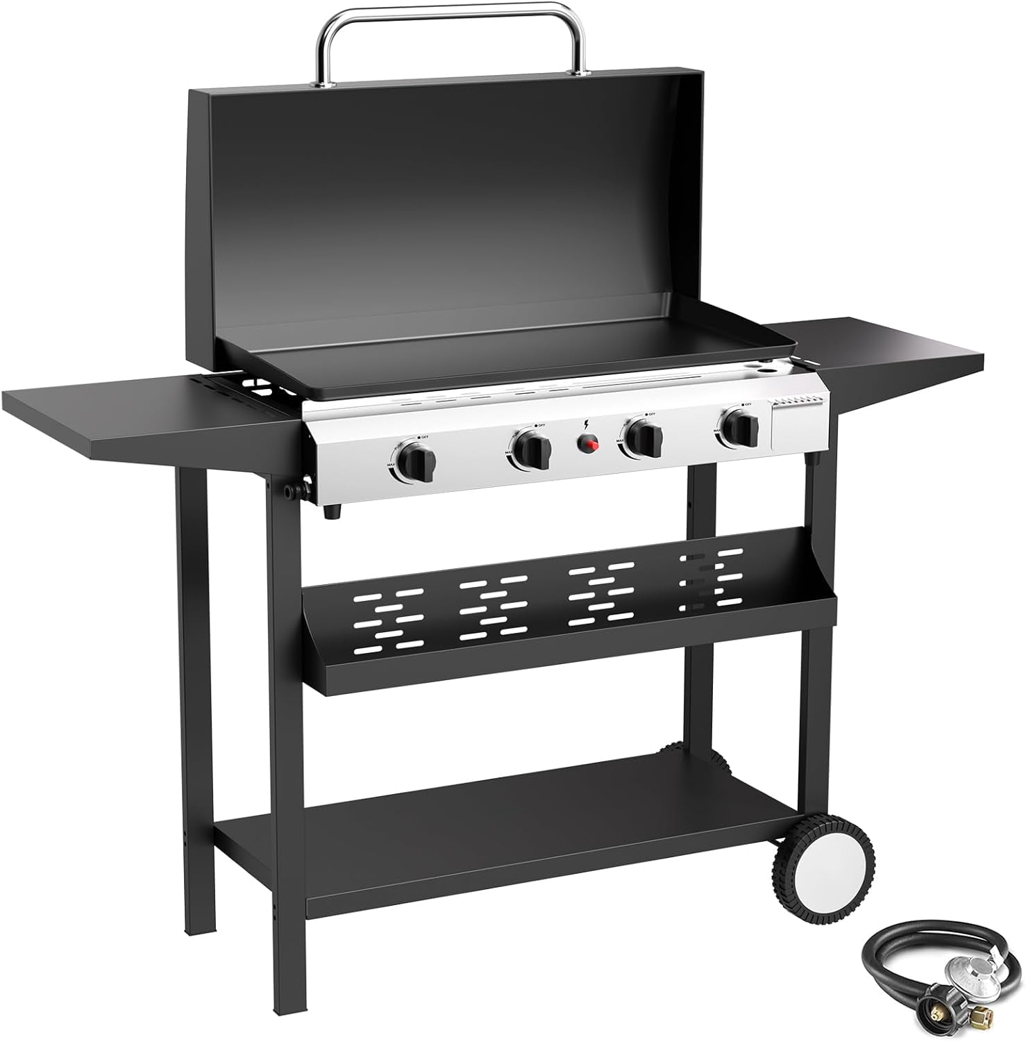 4 Burner BBQ Gas Griddle with Hood, 30 Inch Stainless Steel Portable ...