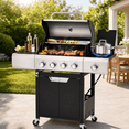 4-Burner BBQ Grill with Side Burner, 51,000BTU Propane Gas Grill on ...