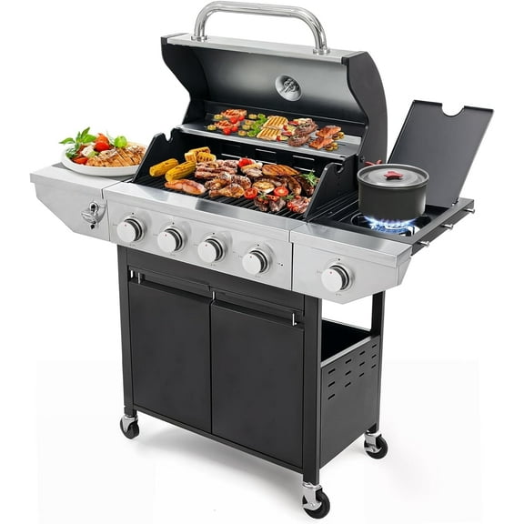 50000 BTU Gas Grills, SYNAGR Propane Grill with 566 sq.in Cooking Area ...