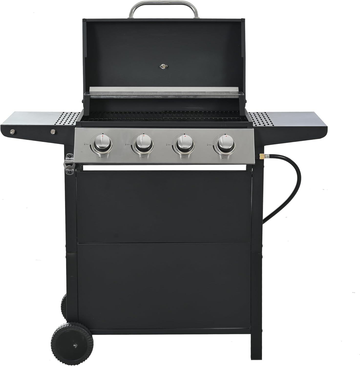 4 Burner BBQ Propane Gas Grill, Freestanding Grill Cart with Wheels ...