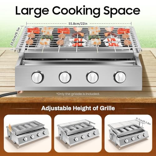 4-Burner BBQ Propane Gas Grill, Stainless Steel Portable Grill Tabletop ...