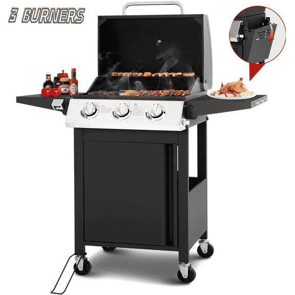 Enyopro 3 Burner Propane Gas Grill, 40,000BTU Stainless Steel BBQ Grill ...