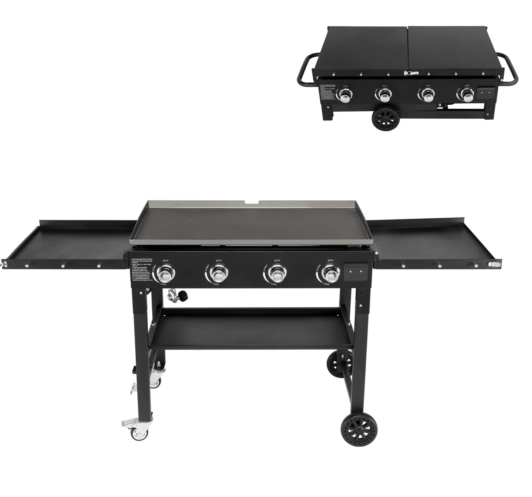 4-Burner Foldable Flat Top Gas Grill, 36" Propane Griddle, 60,000 BTU ...