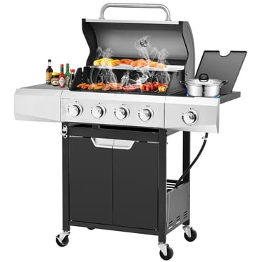 3-Burner Propane Gas Grill with 2 Foldable Side Tables, 30,000 BTU ...