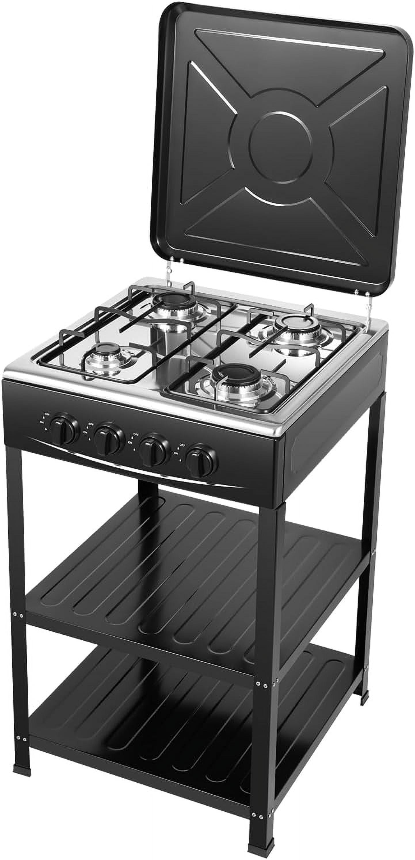 4 Burner Gas Stove Portable Outdoor Stove with Support Leg Stand and ...