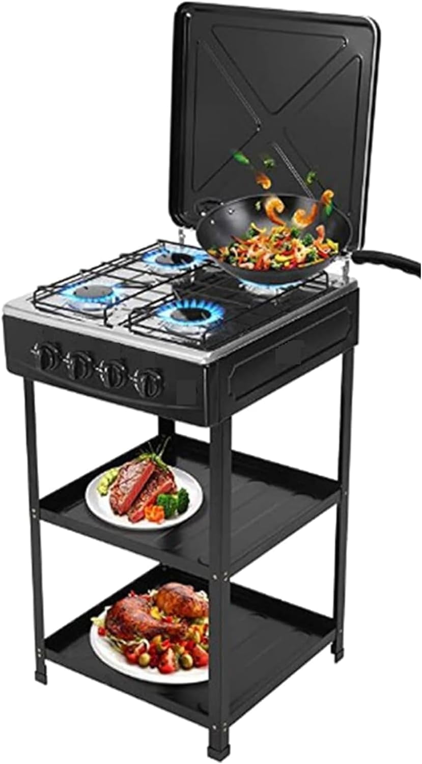 4 Burner Gas Stove, Portable Propane Stove with Support Leg Bracket ...