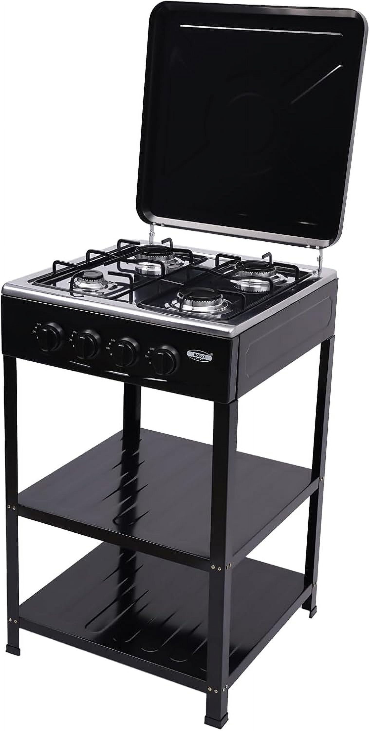 4 Burner Natural Gas Stove, 34120 BTU Portable Gas Stove with 2 Tiers ...