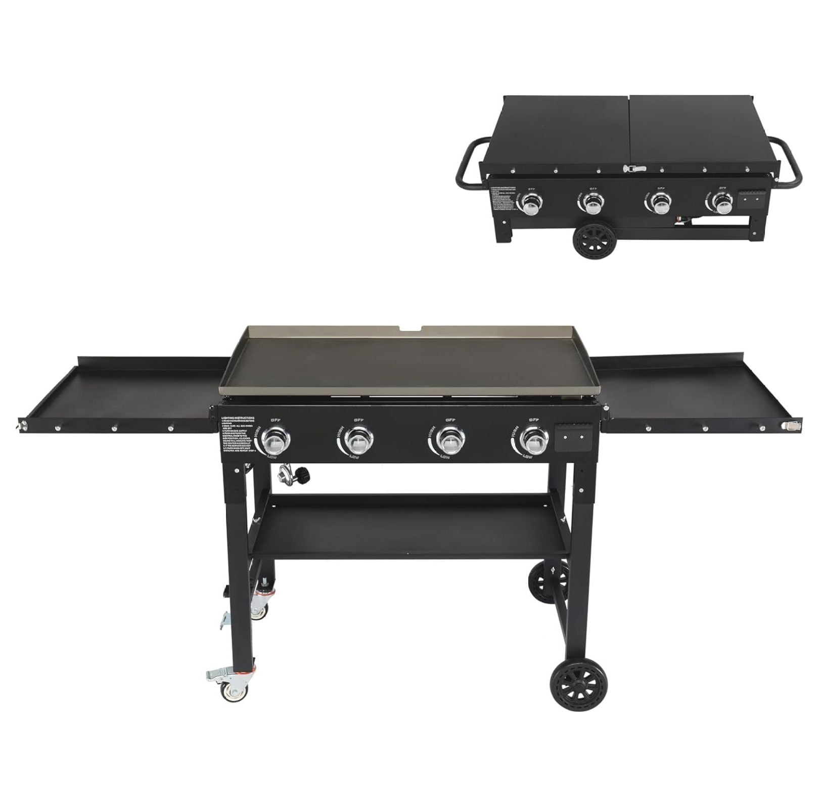 4 Burner Portable Flat Top Gas Grill, 36" Propane Griddle, 60,000 BTU ...