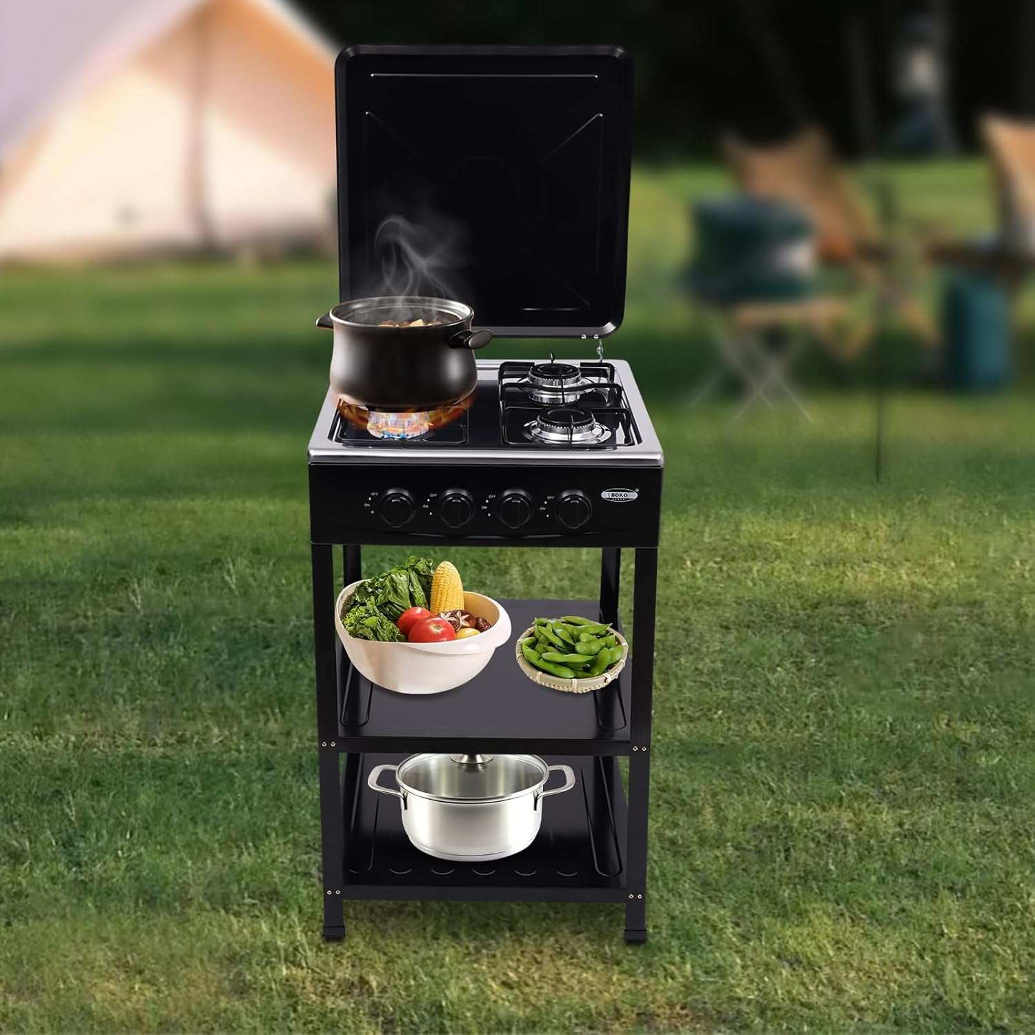 4 Burner Portable Gas Stove with Removable Storage Stand, Heavy Duty ...