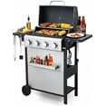 4-Burner Propane Gas BBQ Grill with Foldable Side Table, 387 Sq.In ...