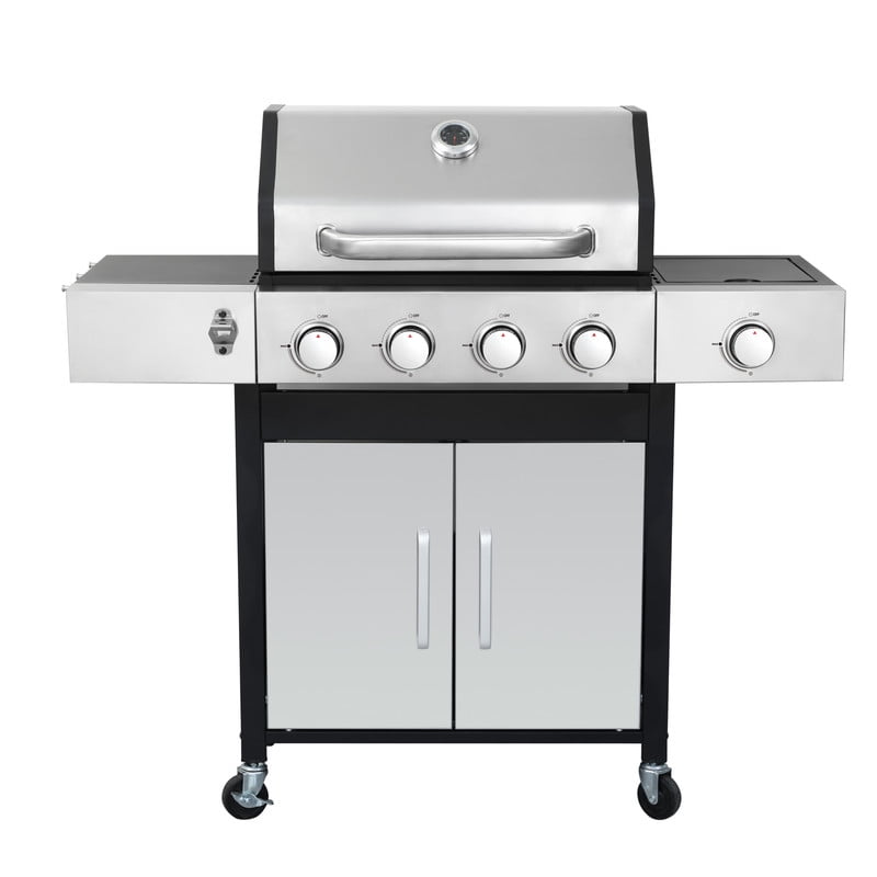 4-Burner Propane Gas BBQ Grill with Side Burner, 46790BTU Output With ...