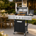 3-Burner Gas Grill with Side Burner, 40,500 BTU Propane BBQ Grill with ...
