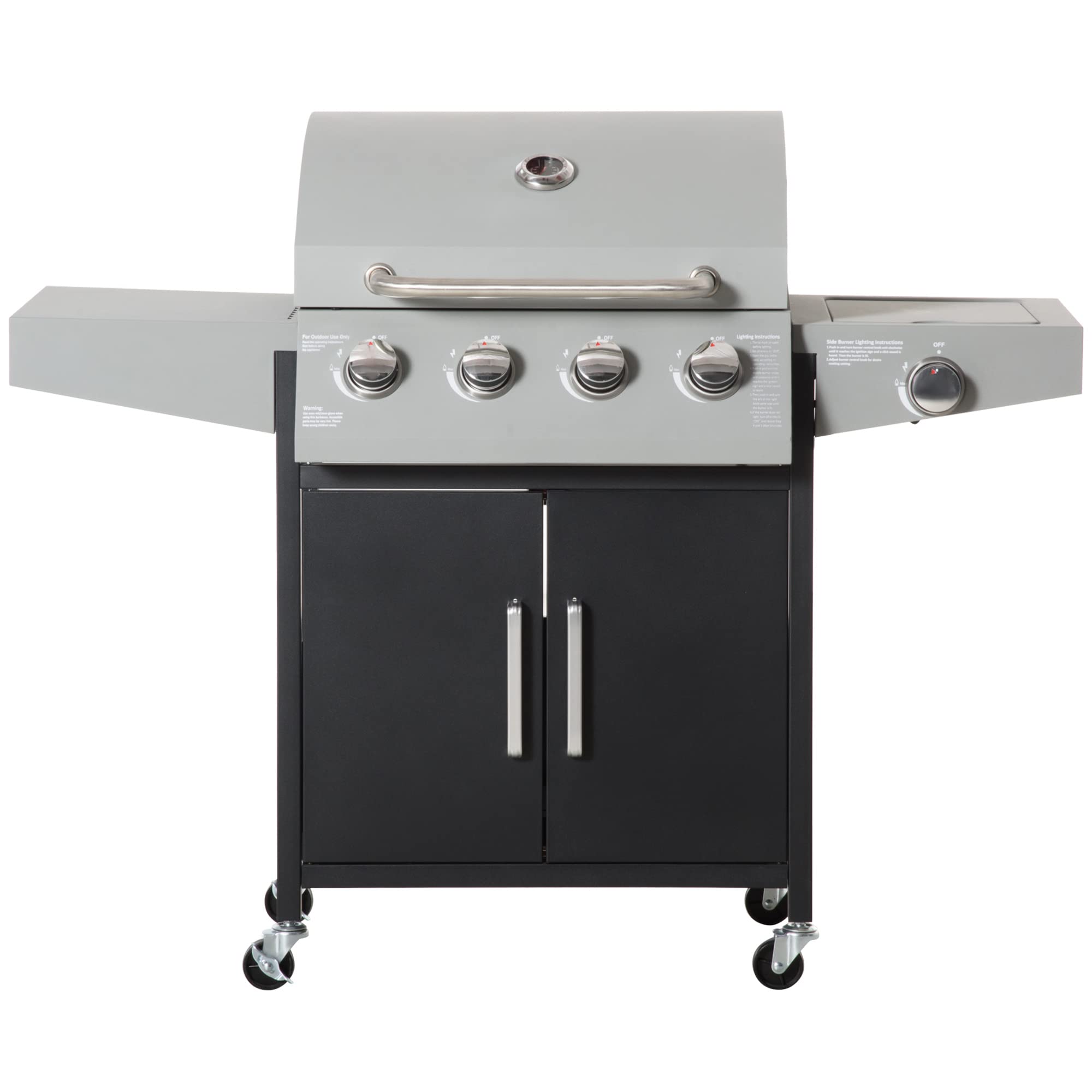 4 Burner Propane Gas Grill, 50,000 BTU Steel Outdoor Barbeque/Barbecue ...