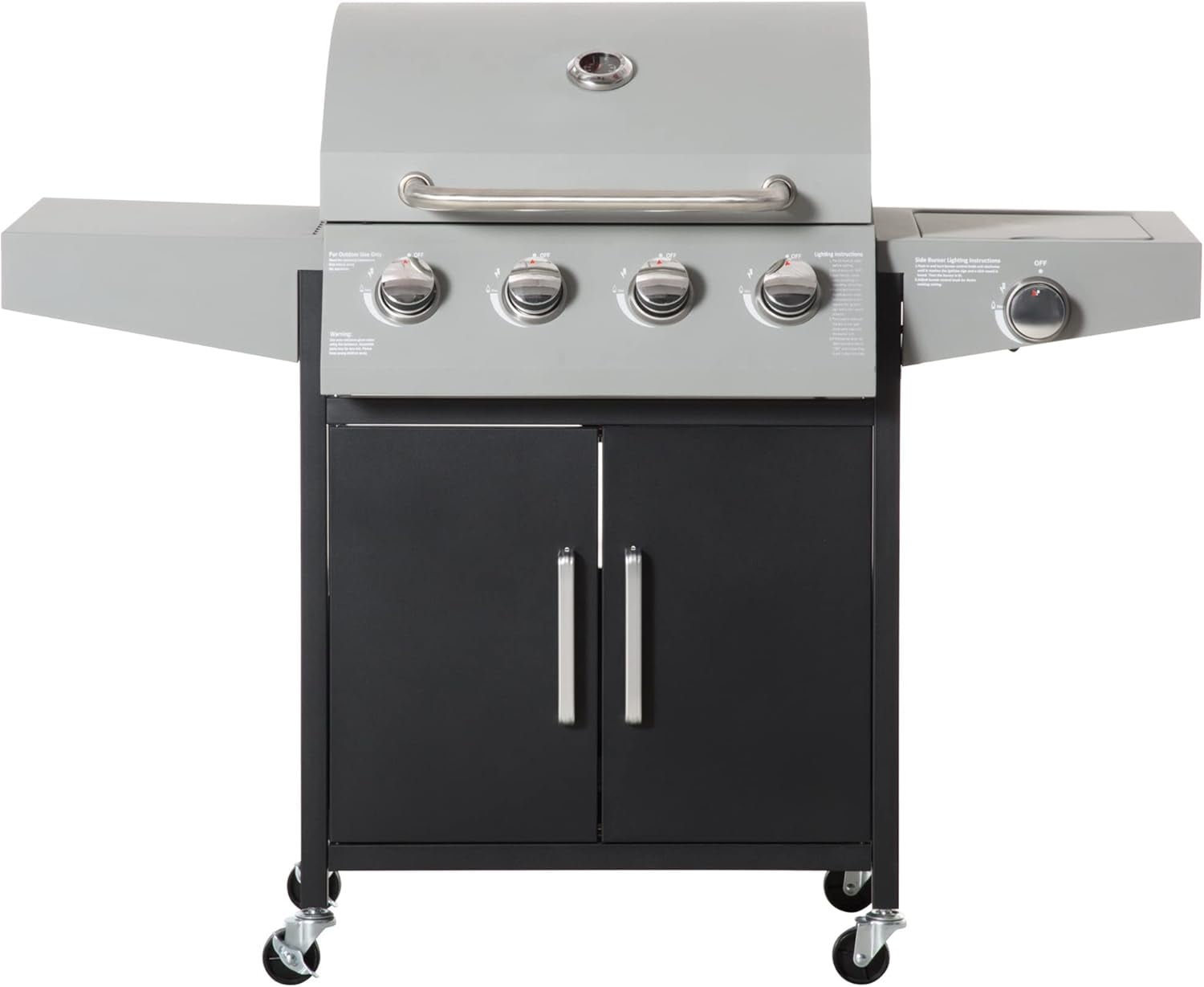 4 Burner Propane Gas Grill, 50,000 BTU Steel Outdoor Barbeque/Barbecue ...