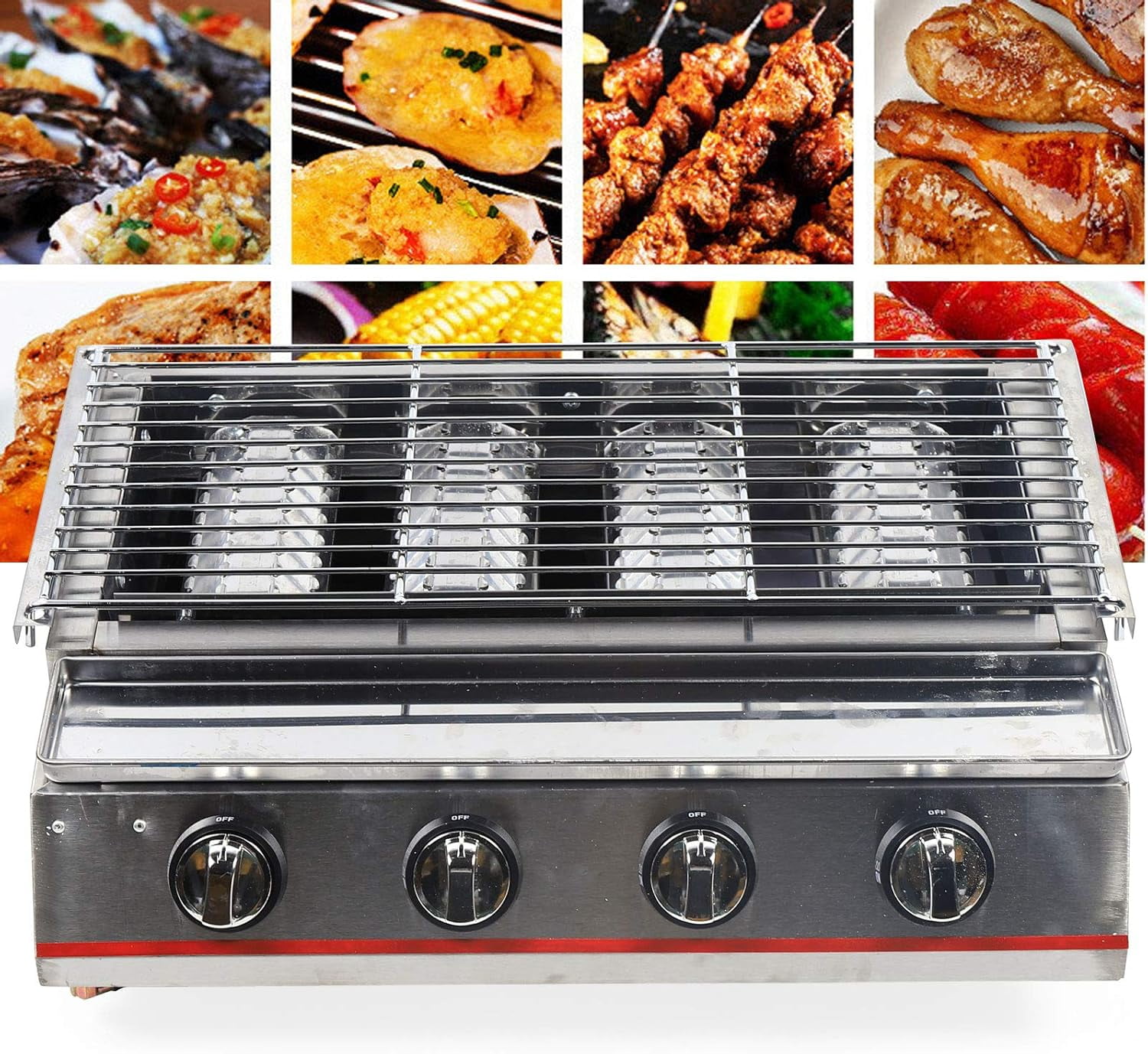 4 Burner Tabletop Gas Grill LPG Barbecue Camping Grill Travel Picnic ...