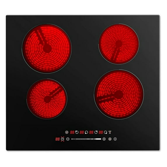 4 Burners Electric Cooktop 24 Inch, 220V Electric Stove Top with Plug ...