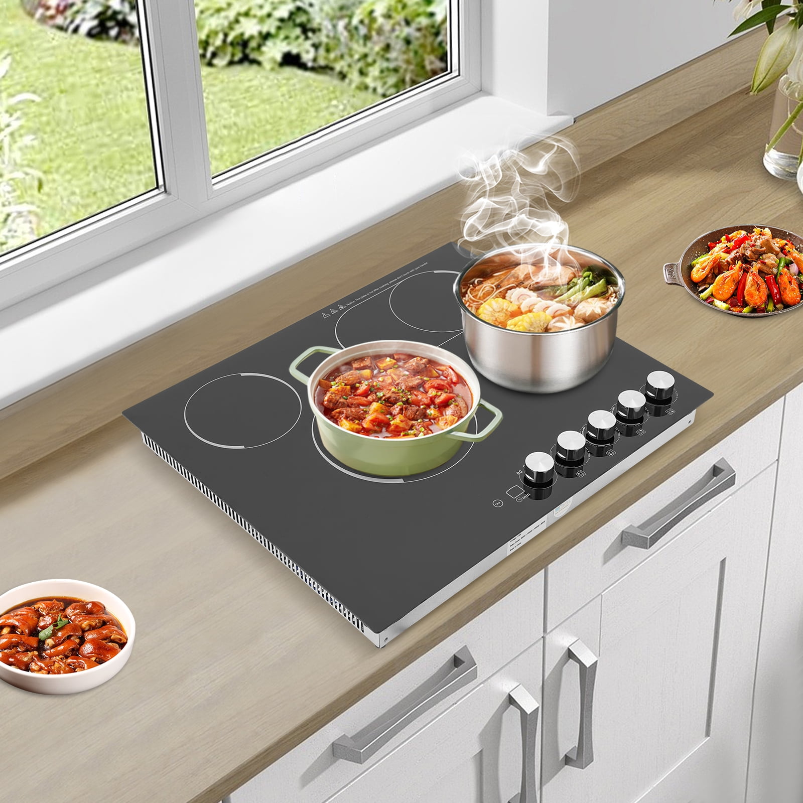 4 Burners Electric Cooktop LED Screen Timing Electric Stovetop 5 ...