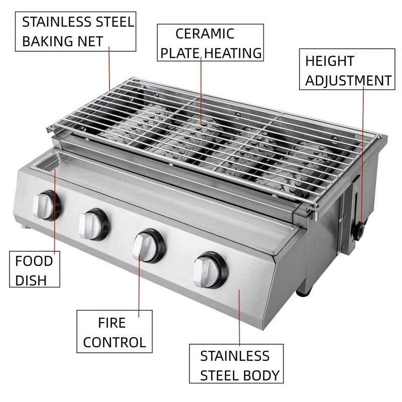 4 Burners Smokeless BBQ Grill Tabletop LPG Gas Grill Stove Party Cooker ...
