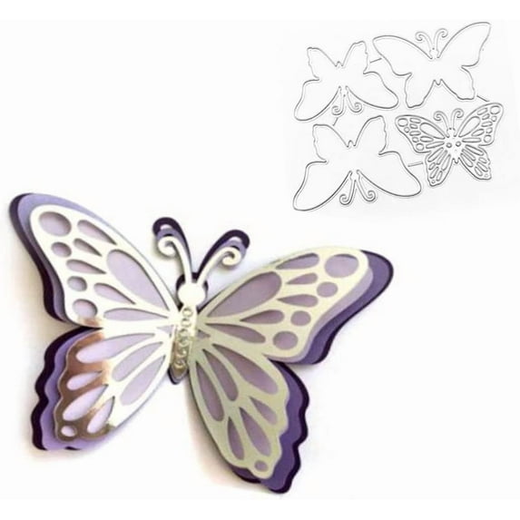 4 Butterfly Die Cuts for Card Making, Strip Frame Cutting Dies for Card ...