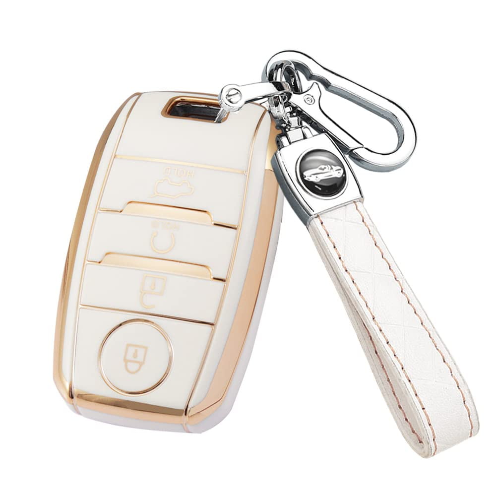 4 Button Golden-Edge Soft Key Fob Cover for Kia Seltos Carens 2022 ...