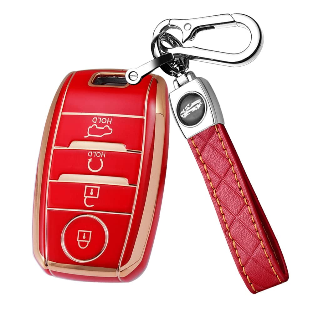 4 Button Golden-Edge Soft Key Fob Cover for Kia Seltos Carens 2022 ...
