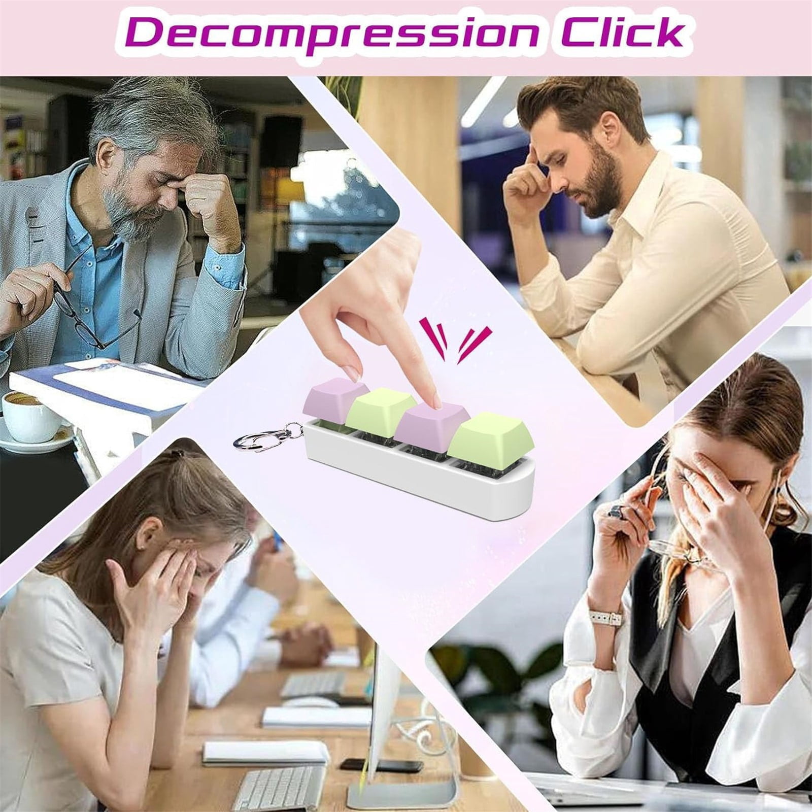 4 Button Keyboard Keychain Stress Toys For Adults Kids Funny Finger ...